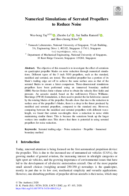 (PDF) Numerical Simulations of Serrated Propellers to Reduce Noise