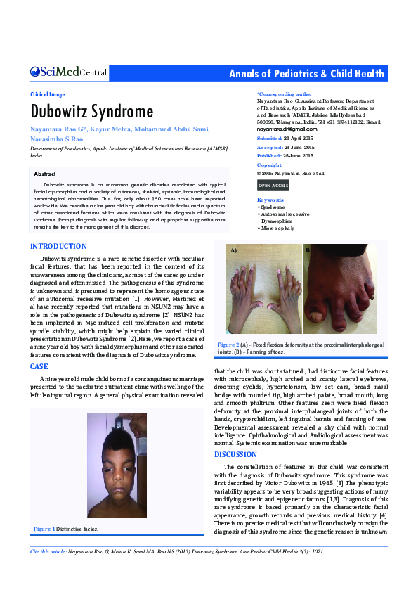 (PDF) Clinical Image Dubowitz Syndrome