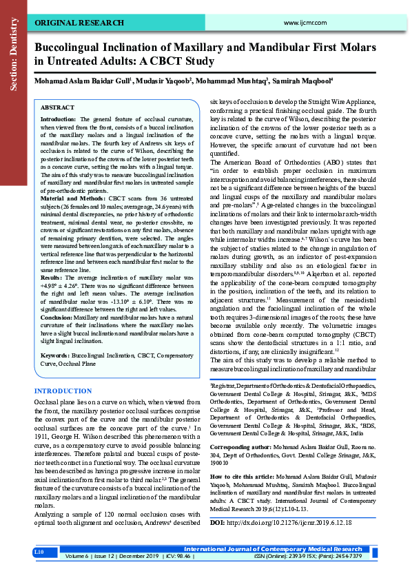 (PDF) Buccolingual Inclination of Maxillary and Mandibular First Molars ...