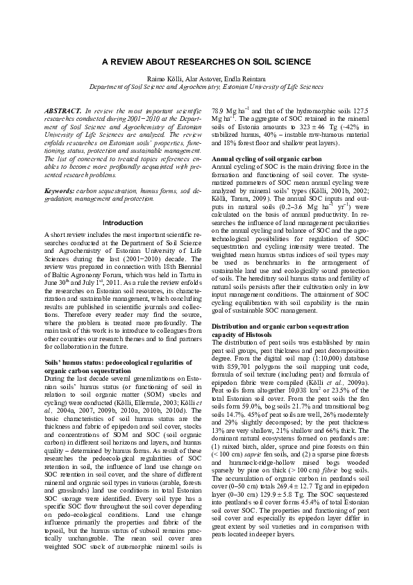 (PDF) A Review About Researches on Soil Science