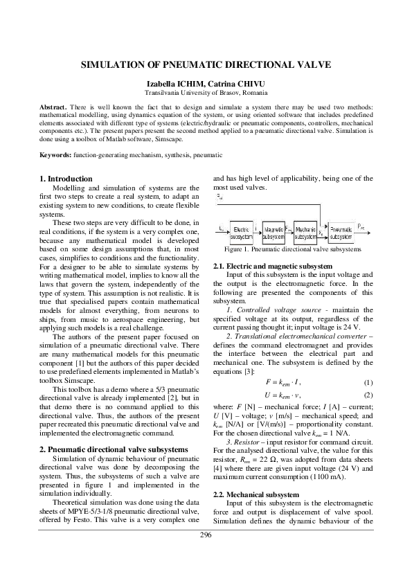 (PDF) Simulation of Pneumatic Directional Valve
