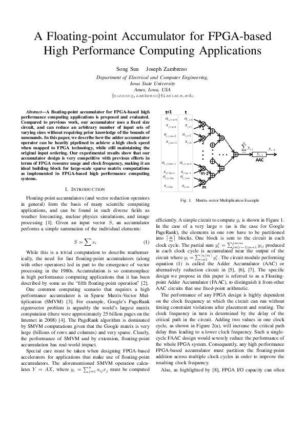 (PDF) A floating-point accumulator for FPGA-based high performance computing applications