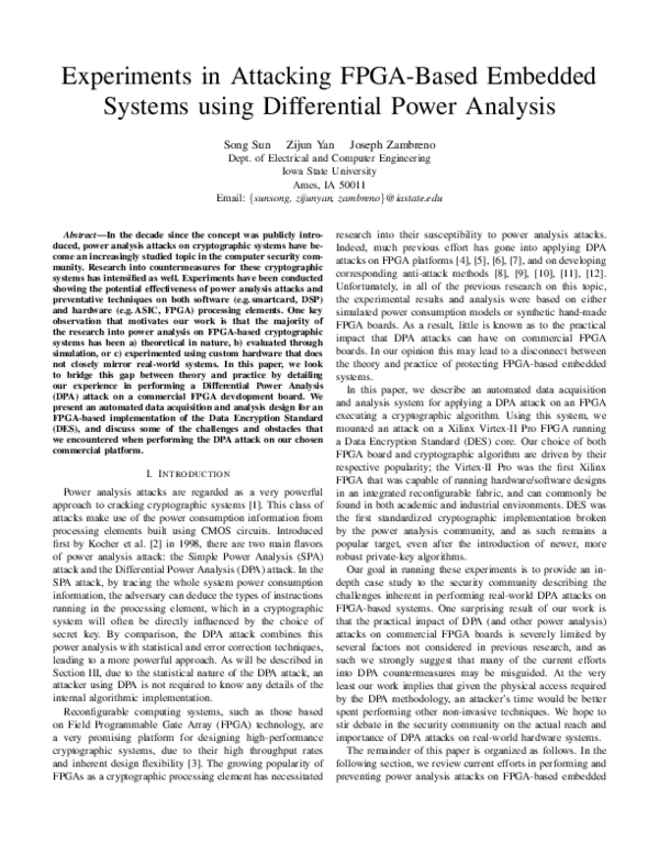 (PDF) Experiments in attacking FPGA-based embedded systems using ...