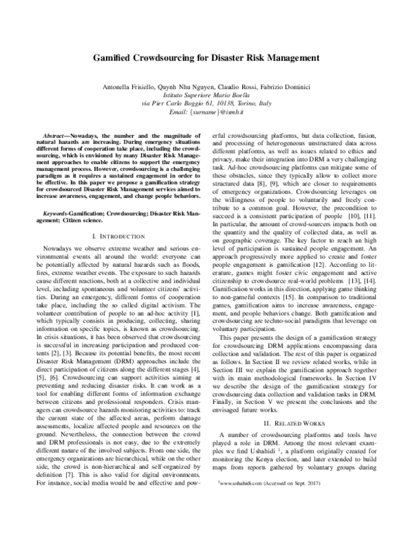 (PDF) Gamified crowdsourcing for disaster risk management