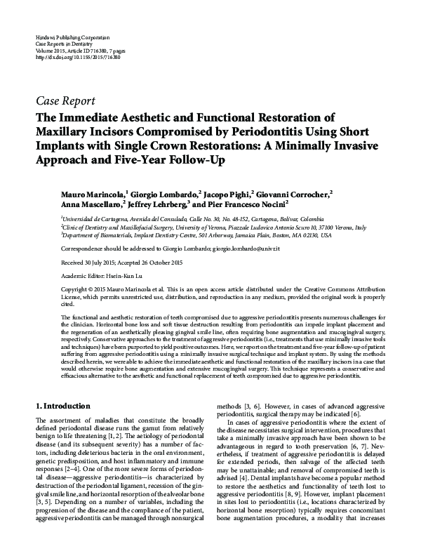 (PDF) The Immediate Aesthetic and Functional Restoration of Maxillary ...