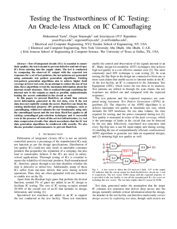 (PDF) Testing the Trustworthiness of IC Testing: An Oracle-Less Attack ...