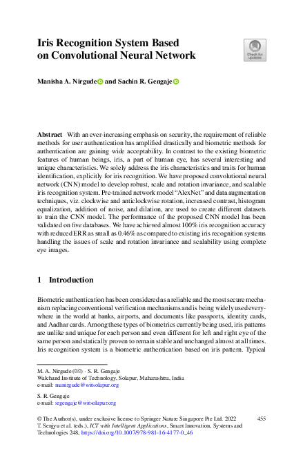 (PDF) Iris Recognition System Based on Convolutional Neural Network