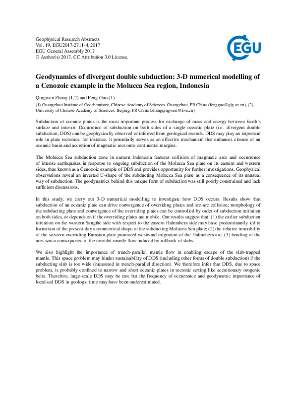 (PDF) Geodynamics of divergent double subduction: 3-D numerical ...