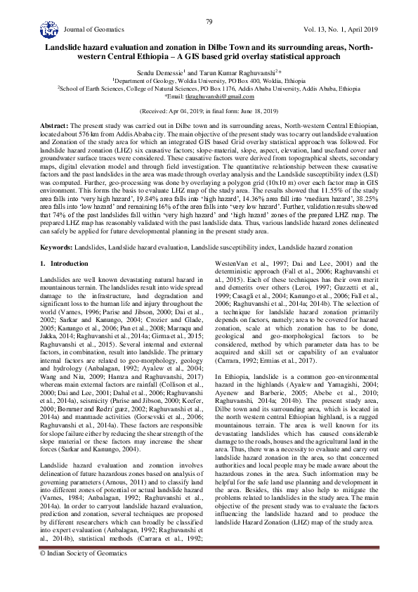 (PDF) Landslide Hazard Evaluation and Zonation In Dilbe and Its Surrounding Area Northwestern ...