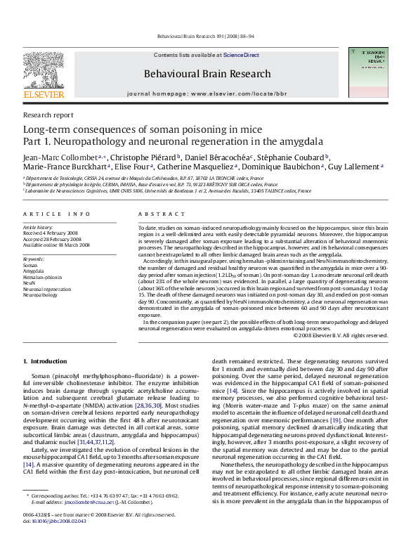 (PDF) Long-term consequences of soman poisoning in mice