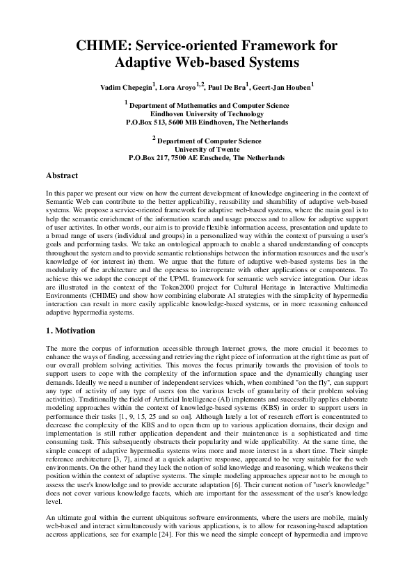 (PDF) Abstract CHIME: Service-oriented Framework for Adaptive Web-based Systems