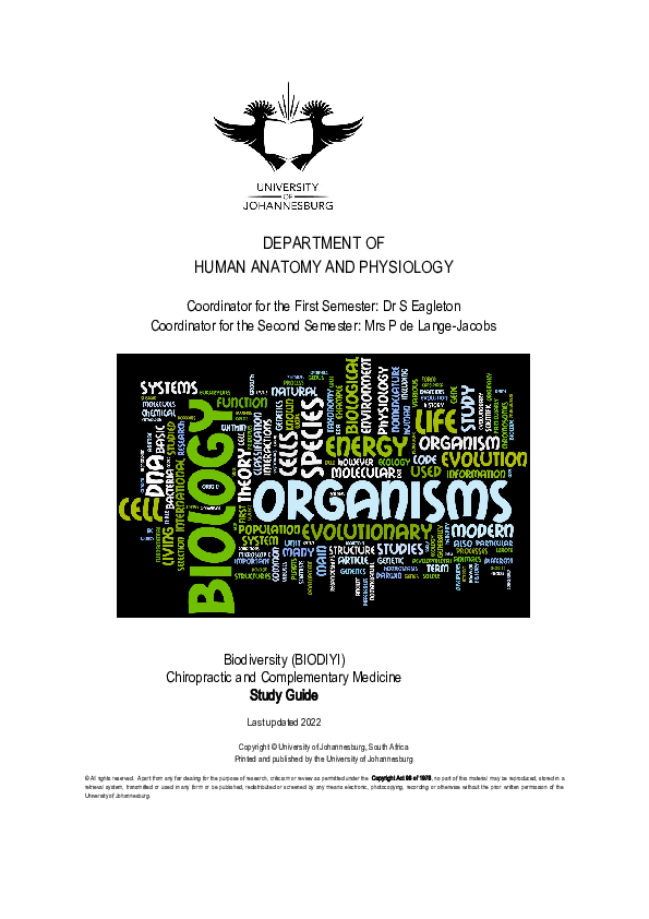 (DOC) Biodiversity Study Guide