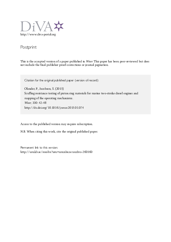 (PDF) Scuffing resistance testing of piston ring materials for marine ...
