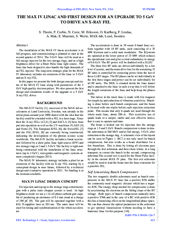 (PDF) The MAX IV Linac and First Design for an Upgrade to 5 GeV to ...