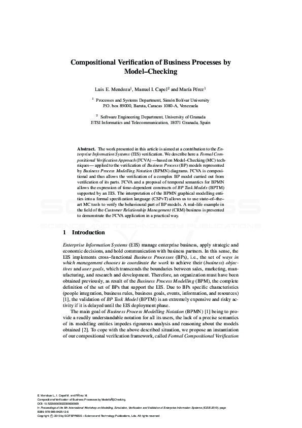 (PDF) Compositional Verification of Business Processes by Model-Checking