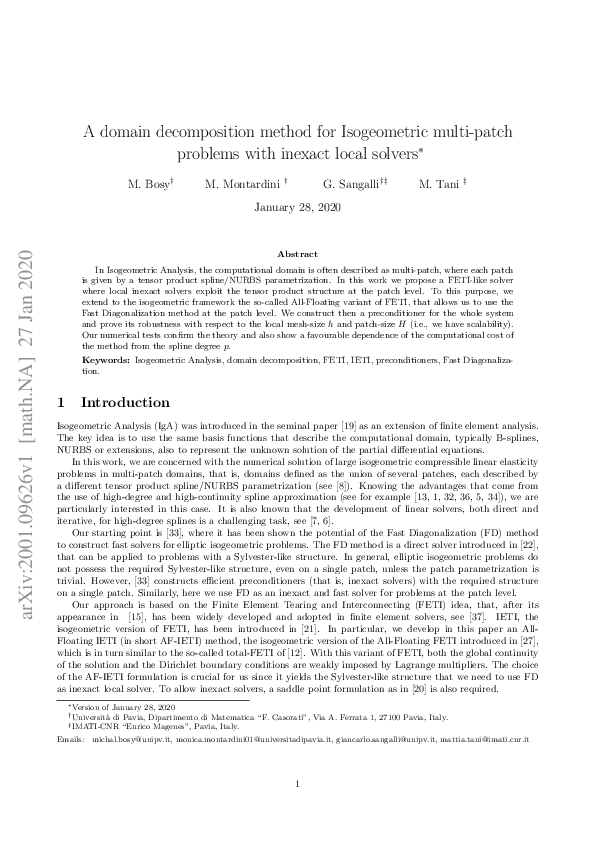 (PDF) A domain decomposition method for Isogeometric multi-patch ...