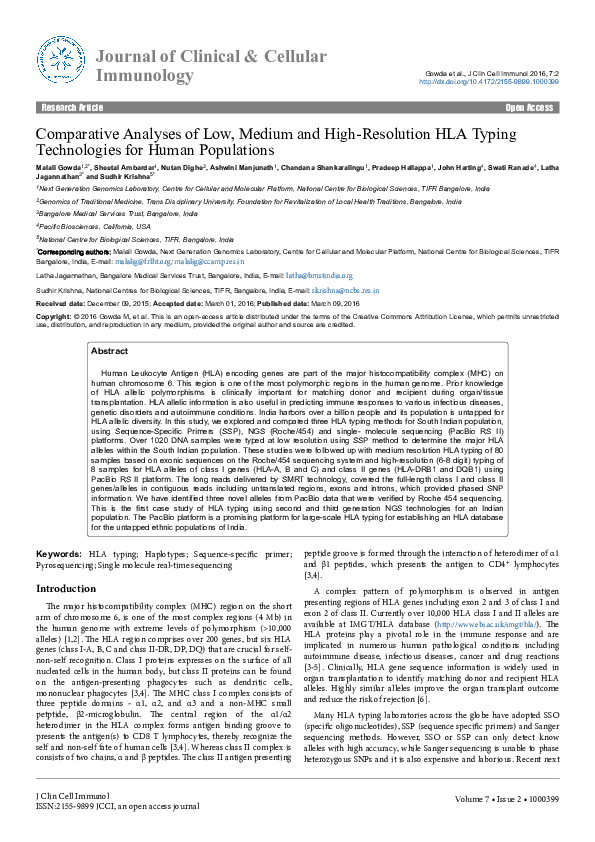 (PDF) Comparative Analyses of Low, Medium and High-Resolution HLA ...