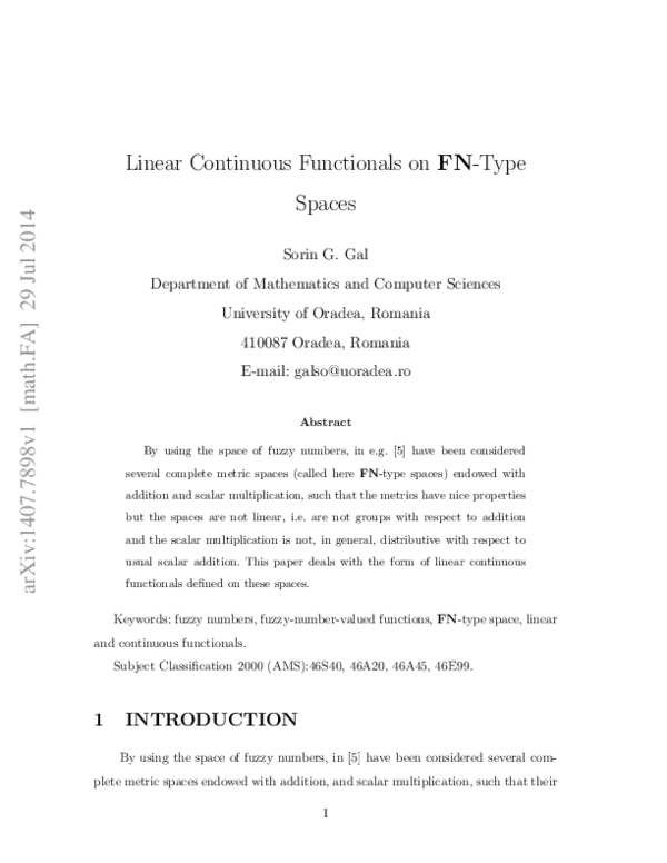 (PDF) Linear Continuous Functionals on FN-Type Spaces