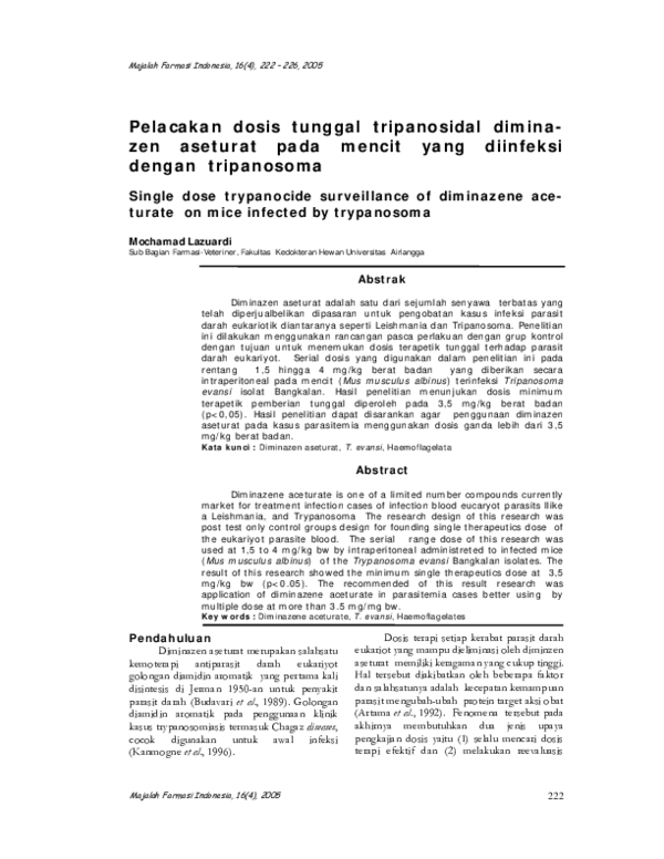 (PDF) Single dose trypanocide surveillance of diminazene aceturate on ...