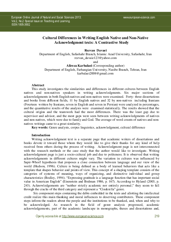 (PDF) Cultural Differences in Writing English Native and Non-Native ...
