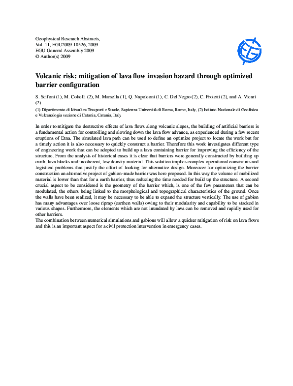 (PDF) Volcanic risk: mitigation of lava flow invasion hazard through ...