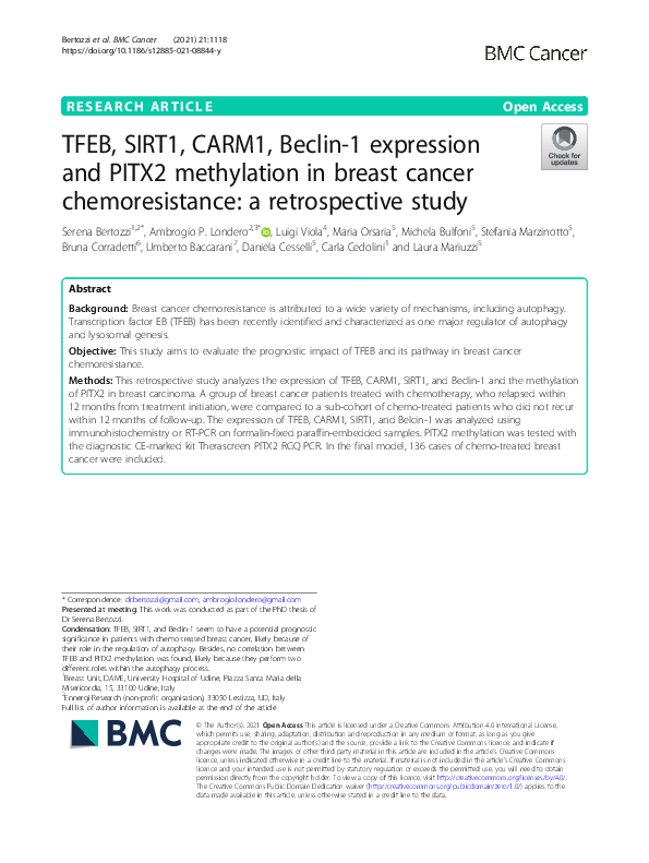 (PDF) TFEB and Chemoresistance in Breast Cancer