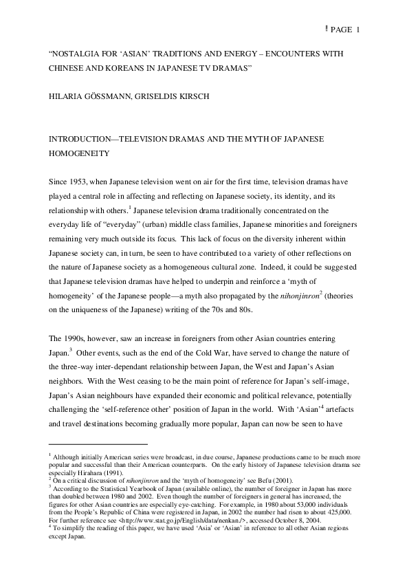 (PDF) Introduction—Television Dramas and the Myth of Japanese Homogeneity
