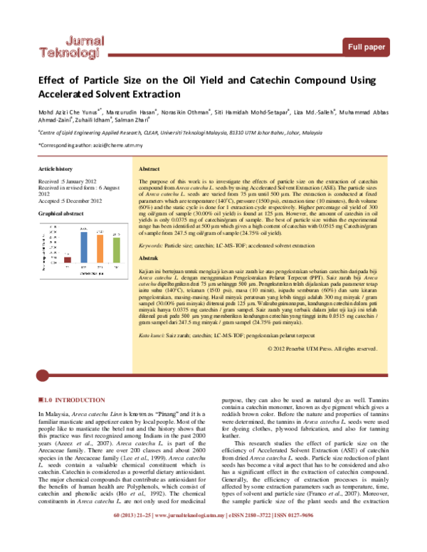 (PDF) Jurnal Teknologi Effect of Particle Size on the Oil Yield and ...