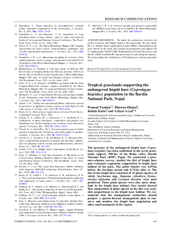 (PDF) Tropical grasslands supporting the endangered hispid hare ...