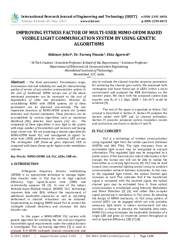 (PDF) Enhanced Fitness in MIMO-OFDM Visible Light