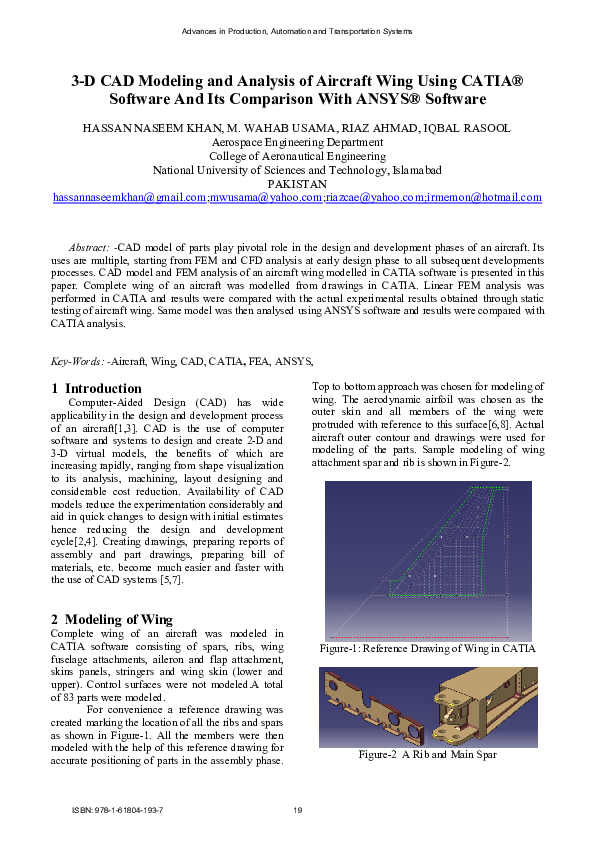 (PDF) 3-D CAD Modeling and Analysis of Aircraft Wing Using CATIA ...