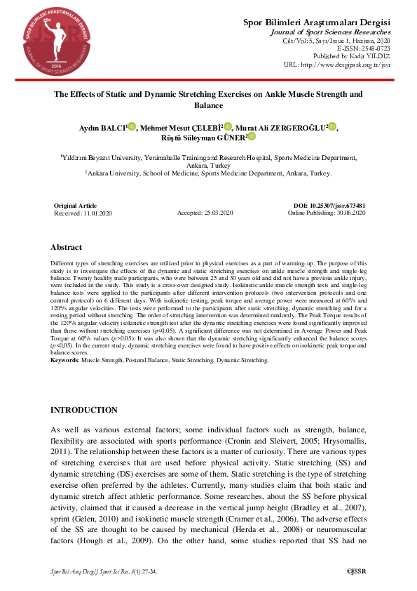 (PDF) The Effects of Static and Dynamic Stretching Exercises on Ankle Muscle Strength and Balance