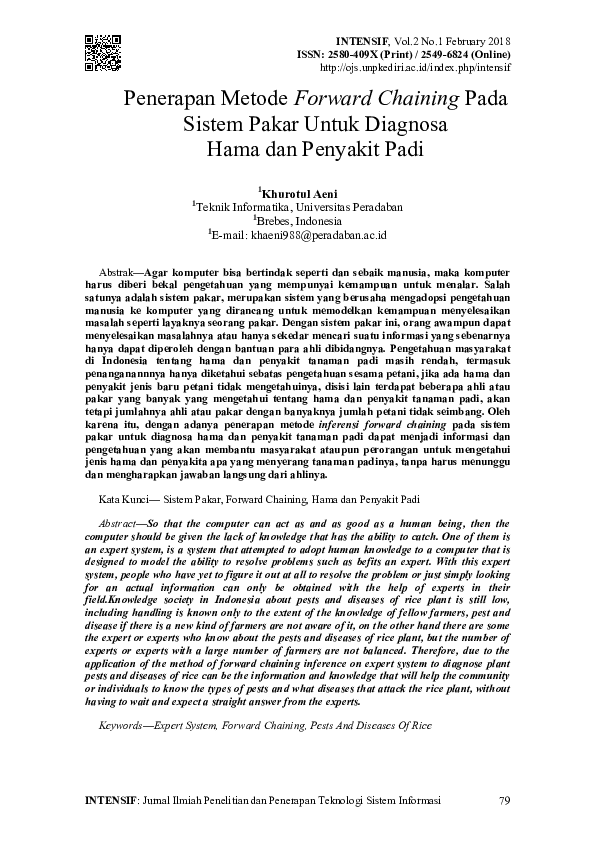 (PDF) Penerapan Metode Forward Chaining Pada Sistem Pakar Untuk ...