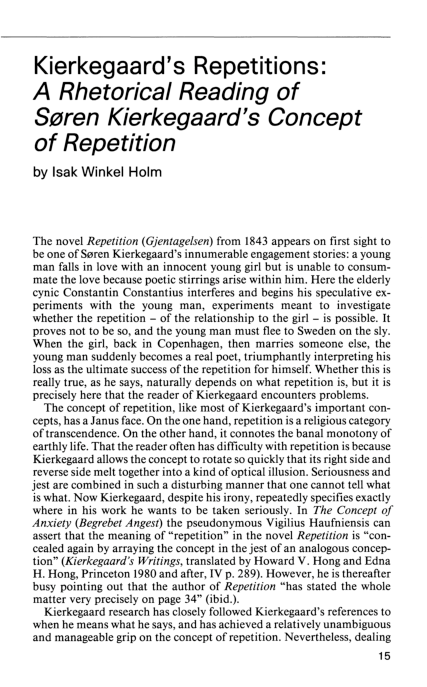 (PDF) Kierkegaard’s Repetitions: A Rhetorical Reading of Søren ...