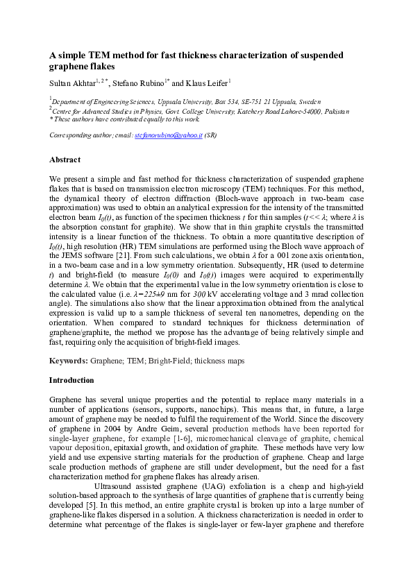 (PDF) A simple TEM method for fast thickness characterization of ...
