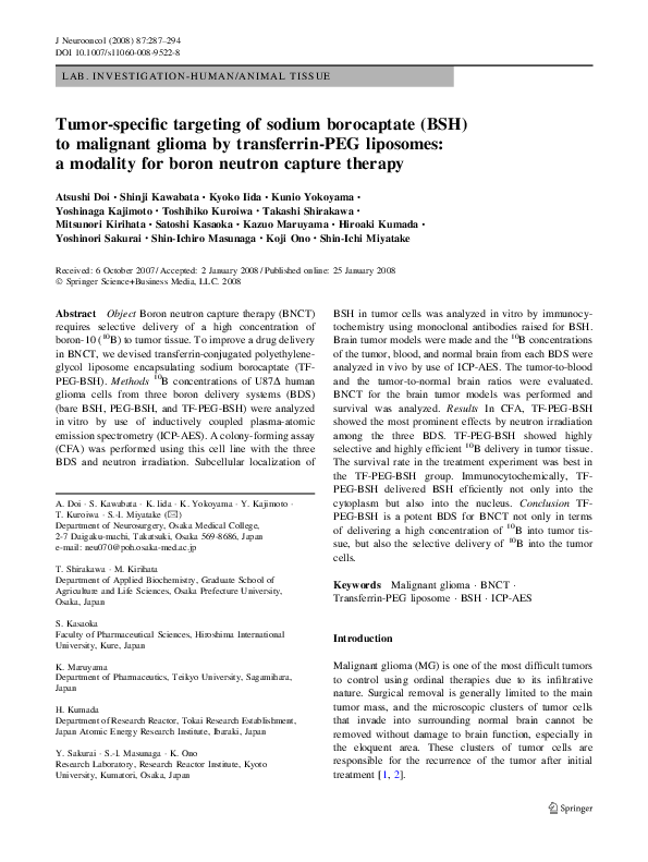 (PDF) Tumor-specific targeting of sodium borocaptate (BSH) to malignant ...