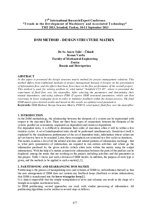 (PDF) DSM Method – Design Structure Matrix