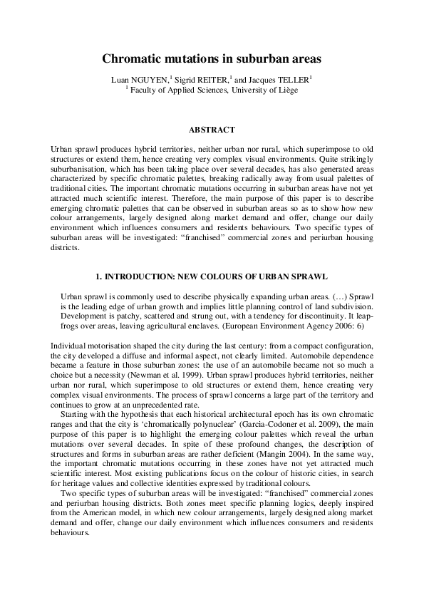 (PDF) Chromatic mutations in suburban areas
