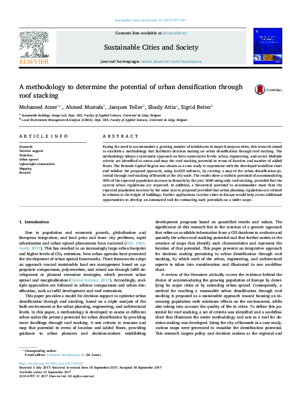 Pdf A Methodology To Determine The Potential Of Urban Densification Through Roof Stacking