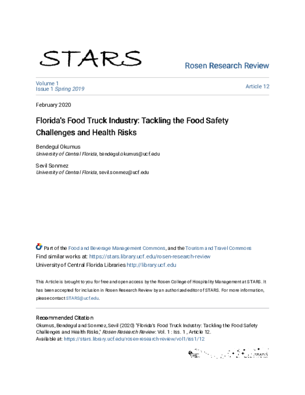 (PDF) Florida's Food Truck Industry: Tackling the Food Safety ...