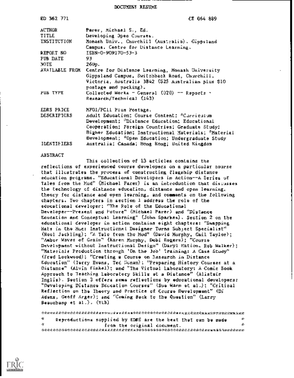 (PDF) Developing Open Courses