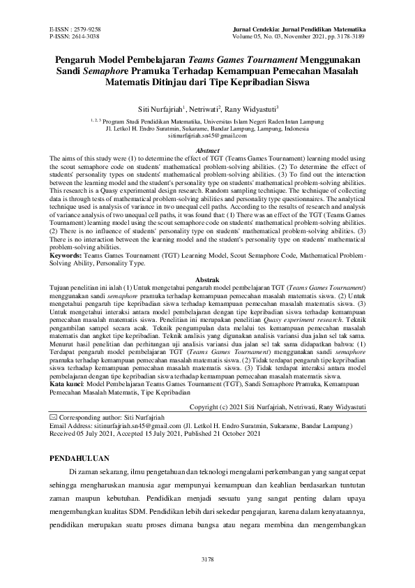 (PDF) Pengaruh Model Pembelajaran Teams Games Tournament Menggunakan Sandi Semaphore Pramuka ...