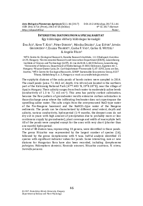 (PDF) Interesting diatoms from a special habitat