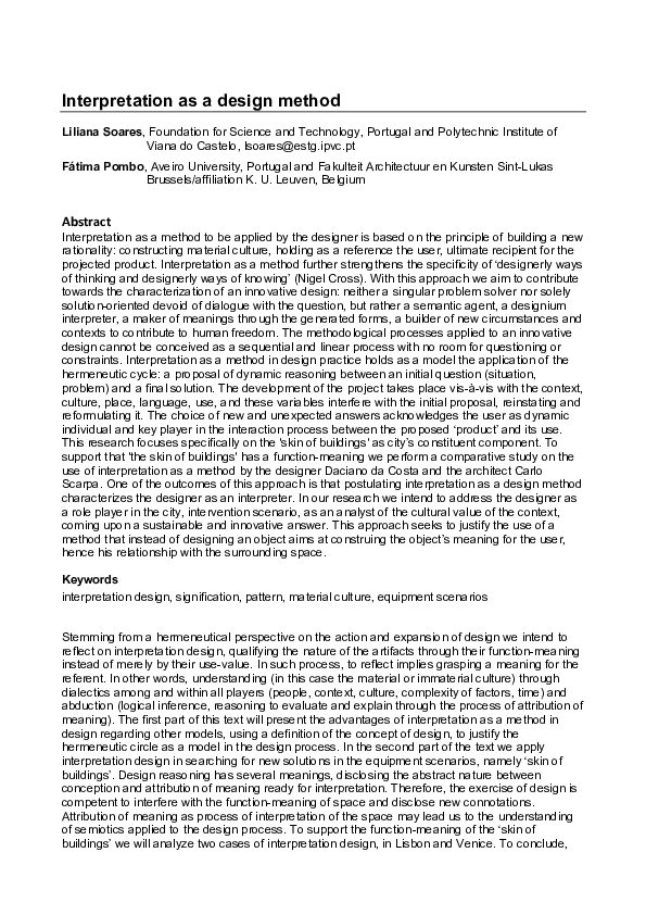 (PDF) Interpretation as a design method