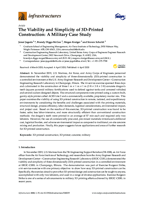 (PDF) The Viability and Simplicity of 3D-Printed Construction: A ...