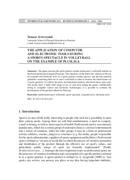 (PDF) And Electronic Tools During a Sports Spectacle in Volleyball on ...
