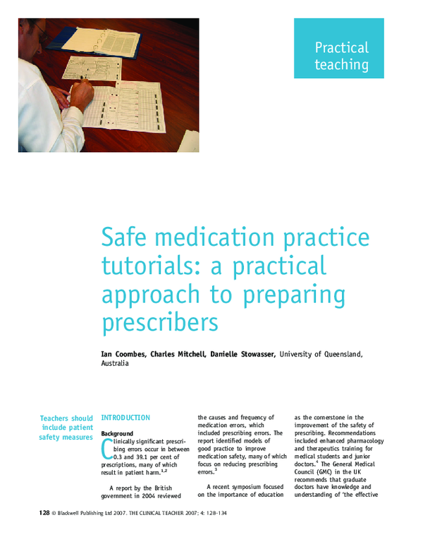 (PDF) Safe medication practice tutorials: a practical approach to ...