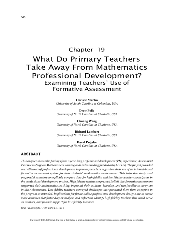 (PDF) What Do Primary Teachers Take Away From Mathematics Professional ...