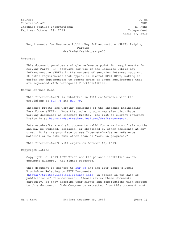 (PDF) Requirements for Resource Public Key Infrastructure (RPKI ...