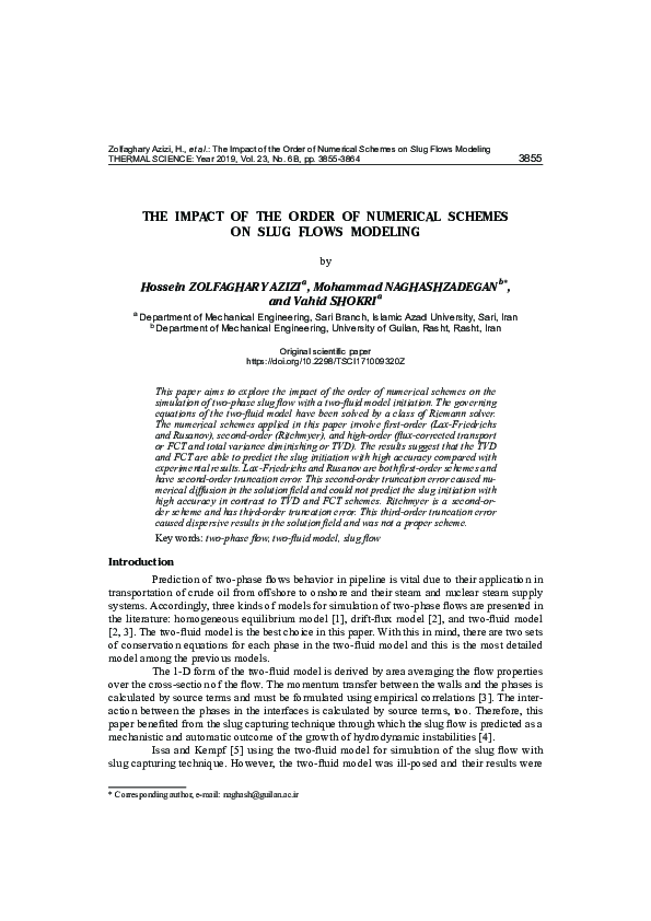 (PDF) Numerical Schemes for Slug Flow Simulation